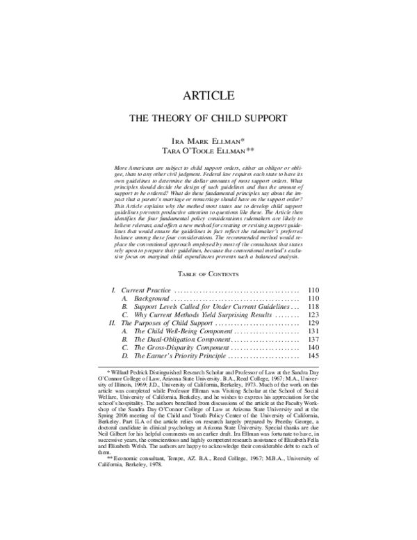 (PDF) The Theory of Child Support