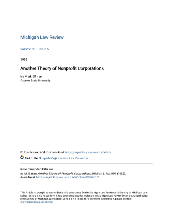 (PDF) Another Theory of Nonprofit Corporations