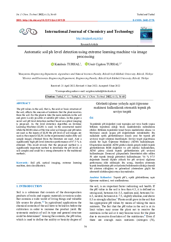 (PDF) Automatic soil ph level detection using extreme learning machine via image processing