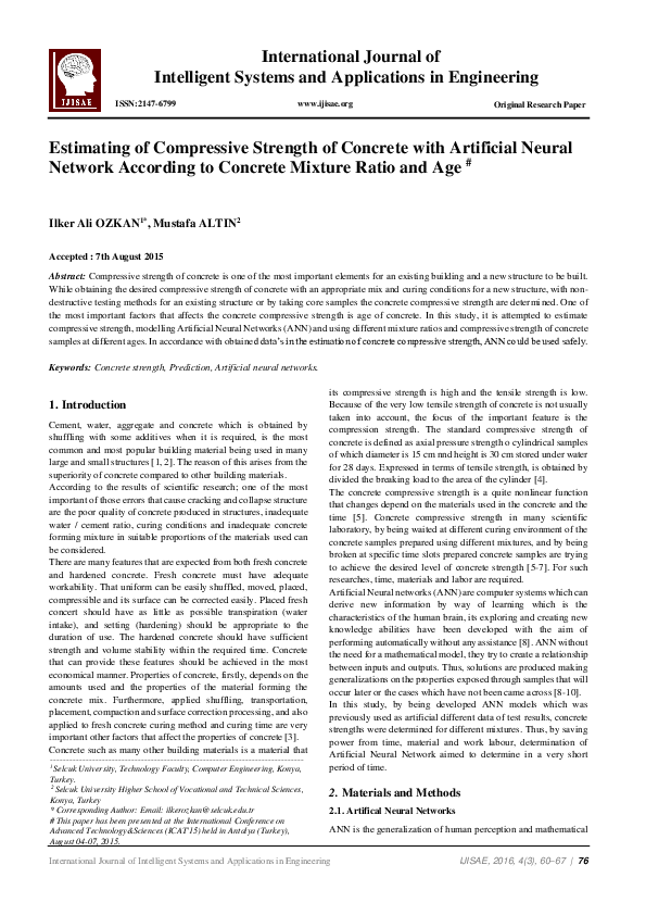 (PDF) Estimating of Compressive Strength of Concrete with Artificial Neural Network According to ...