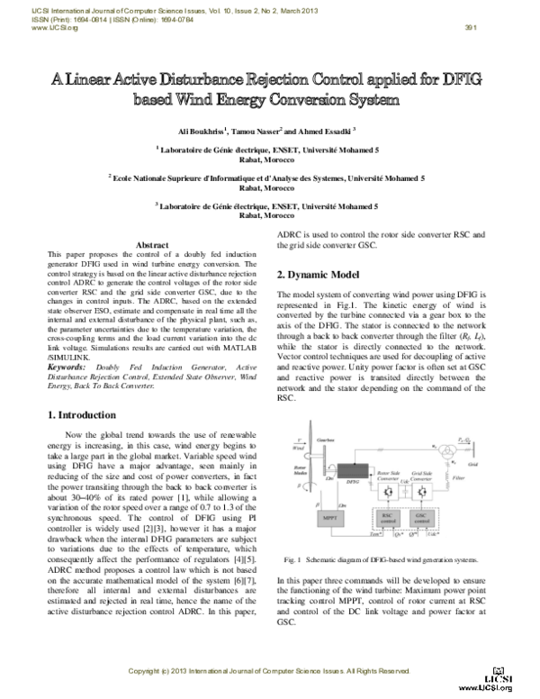 (PDF) A Linear Active Disturbance Rejection Control applied for DFIG based Wind Energy ...