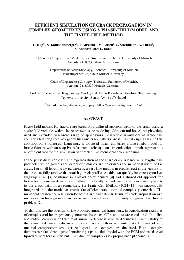 (PDF) Efficient Simulation of Crack Propagation in Complex Geometries ...
