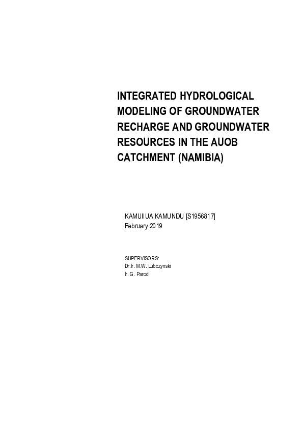 (PDF) Integrated hydrological modeling of groundwater rechrage and ...