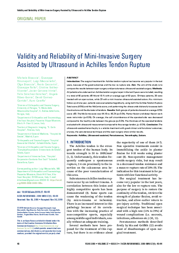 (PDF) Validity and Reliability of Mini-Invasive Surgery Assisted by ...