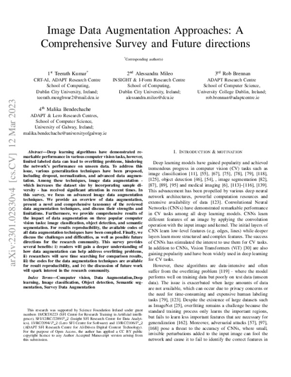 Pdf Image Data Augmentation Approaches A Comprehensive Survey And Future Directions