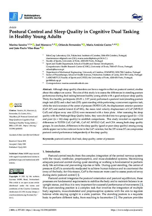 (PDF) Postural Control and Sleep Quality in Cognitive Dual Tasking in ...