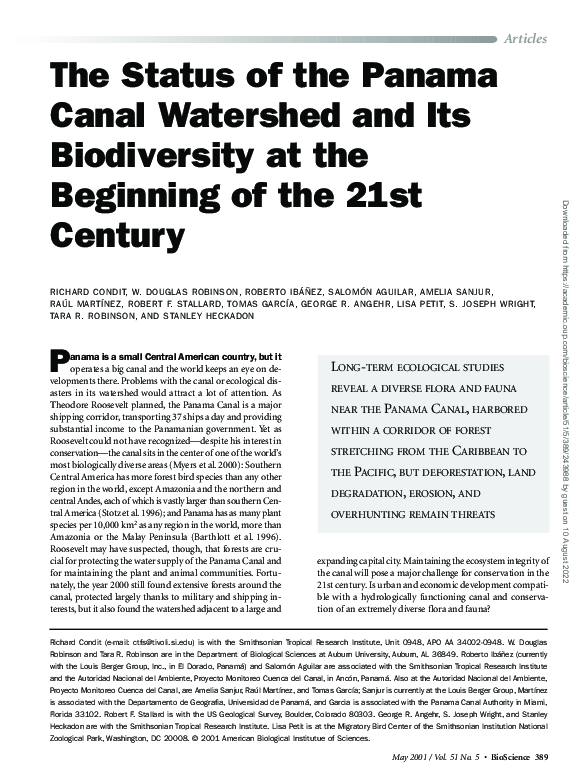 (PDF) The Status of the Panama Canal Watershed and Its Biodiversity at ...
