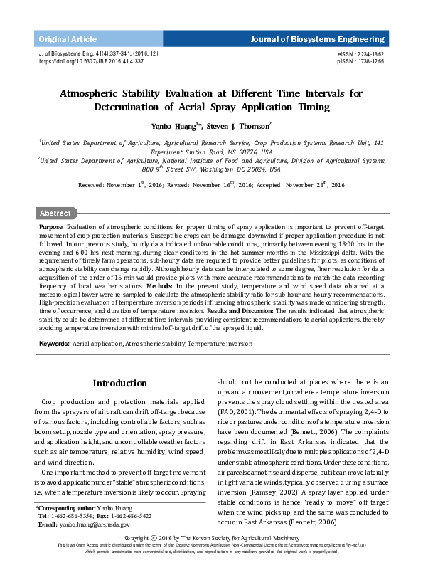 (PDF) Atmospheric Stability Evaluation at Different Time Intervals for Determination of Aerial ...