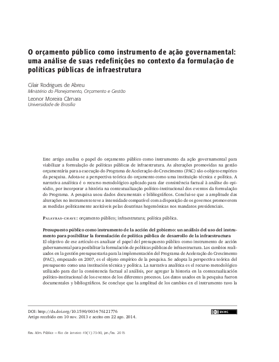 (PDF) Public budget as an instrument of government action: an analysis ...