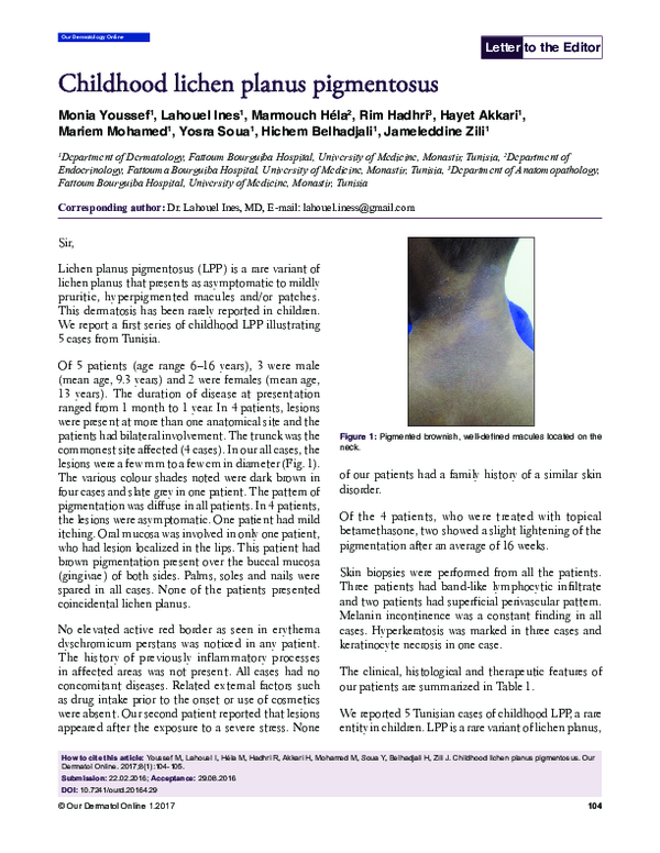 (PDF) Childhood lichen planus pigmentosus