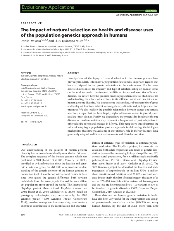 (PDF) The impact of natural selection on health and disease: uses of ...