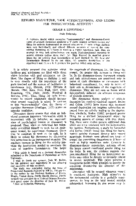 (PDF) Reward magnitude, task attractiveness, and liking for ...