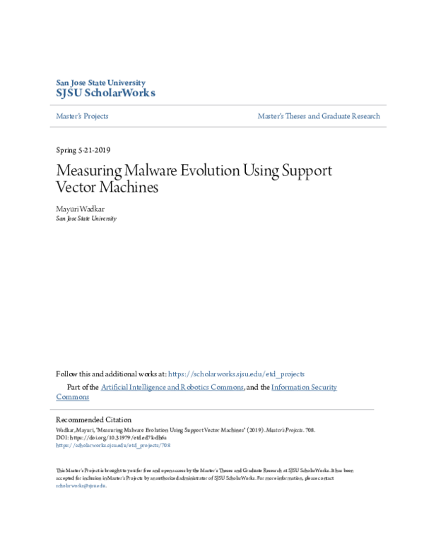 (PDF) Measuring Malware Evolution Using Support Vector Machines