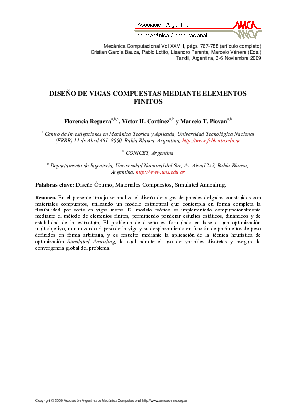 (PDF) Diseño de Vigas Compuestas Mediante Elementos Finitos