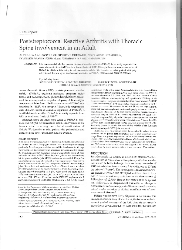 (PDF) Post Streptococcal Arthritis