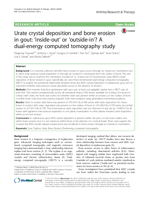 (PDF) Urate crystal deposition and bone erosion in gout: ‘inside-out’ or ‘outside-in’? A dual ...