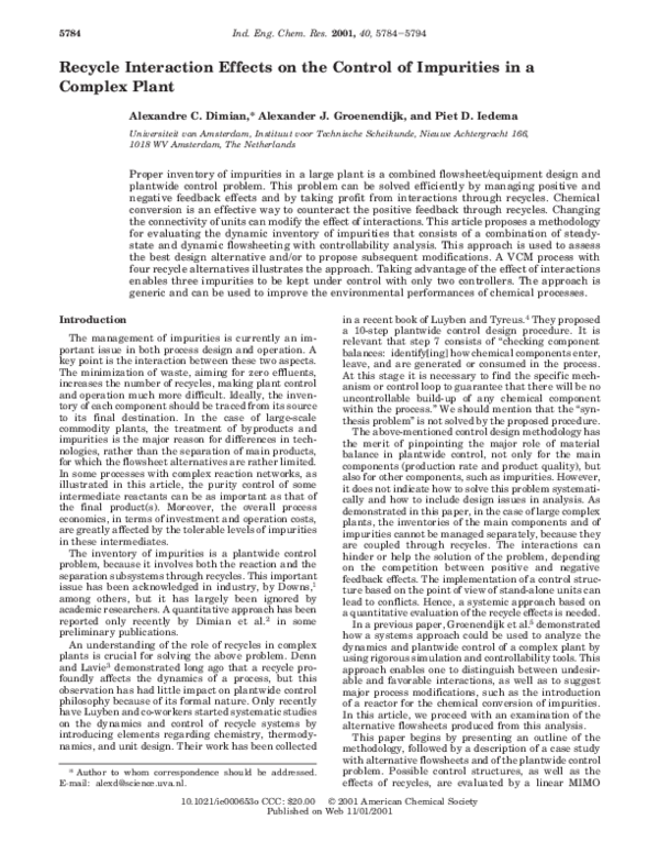 (PDF) Recycle Interaction Effects on the Control of Impurities in a ...