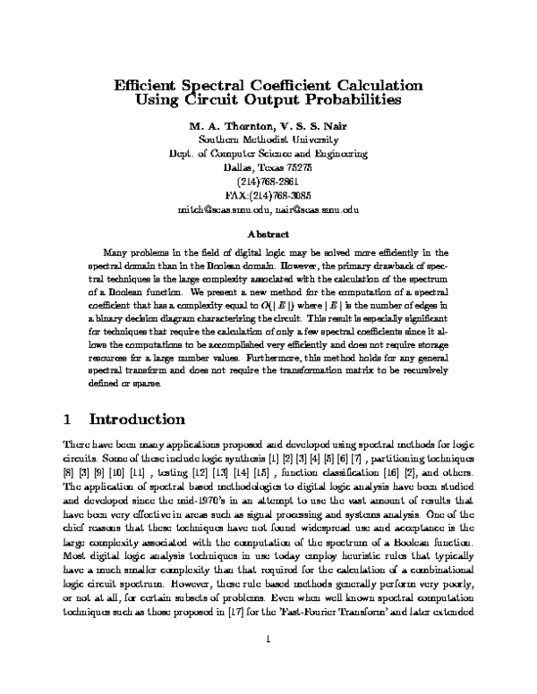 (PDF) Efficient Spectral Coefficient Calculation Using Circuit Output Probabilities