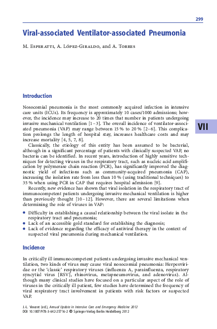(PDF) Viral-associated Ventilator-associated Pneumonia | Mariano ...
