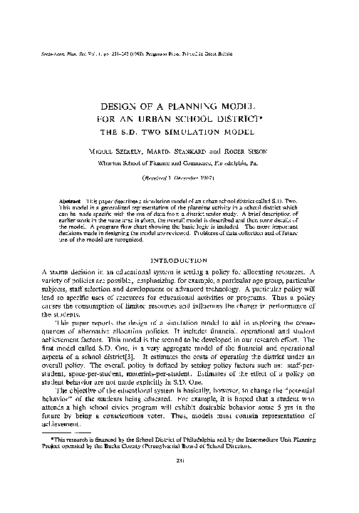 (PDF) Design of a planning model for an urban school district