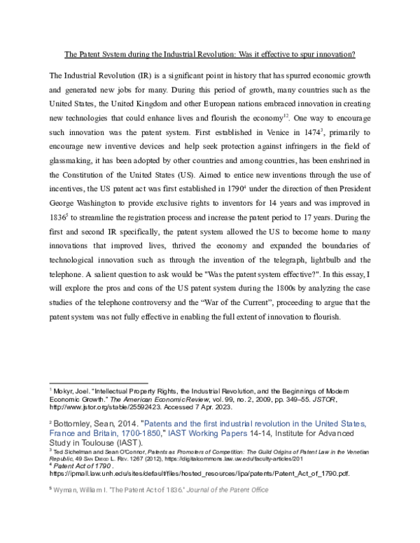 (PDF) The Patent System during the Industrial Revolution: Was it ...