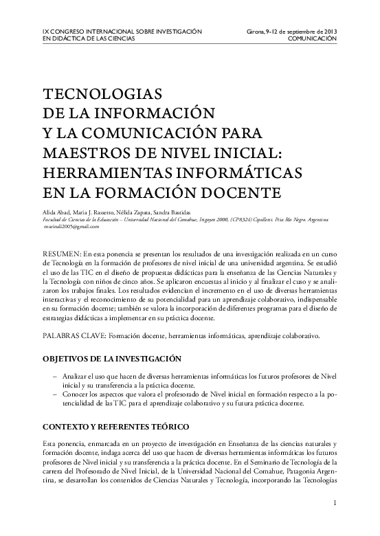 (PDF) Tecnologias de la información y la comunicación para maestros de nivel inicial