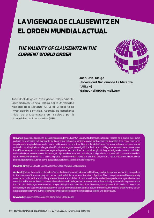 (PDF) LA VIGENCIA DE CLAUSEWITZ EN EL ORDEN MUNDIAL ACTUAL THE VALIDITY ...