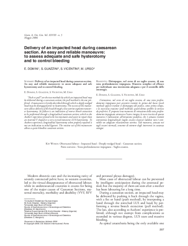 (PDF) Delivery of an impacted head during caesarean section. An easy ...