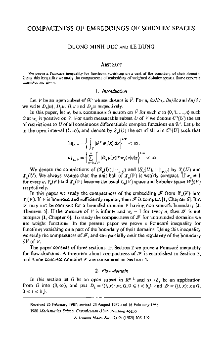Pdf Compactness Of Embeddings Of Sobolev Spaces