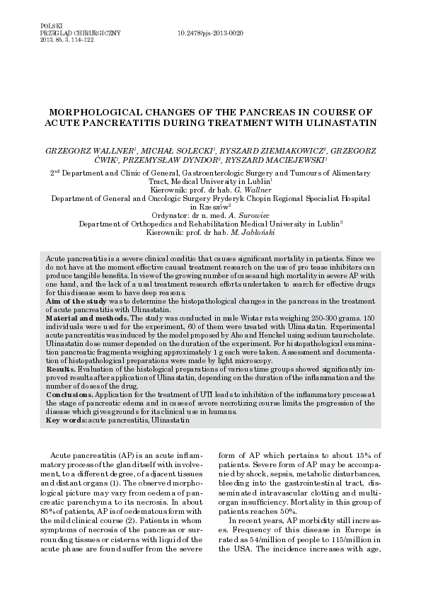 (PDF) Morphological changes of the pancreas in course of acute ...