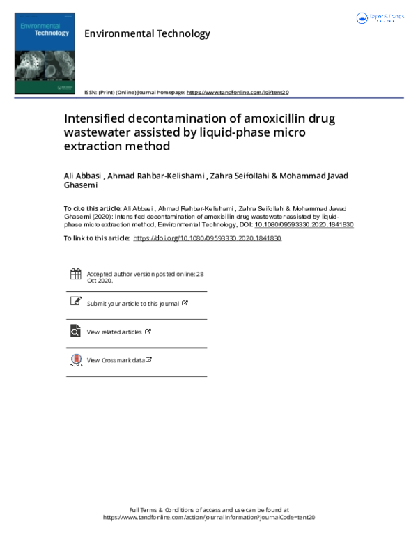 (PDF) Intensified decontamination of amoxicillin drug wastewater assisted by liquid-phase micro ...