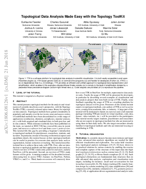 (PDF) Topological Data Analysis Made Easy with the Topology ToolKit