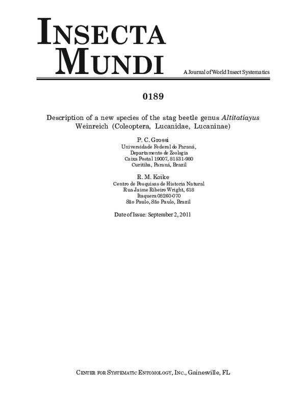 (PDF) Description of a new species of the stag beetle genus ...