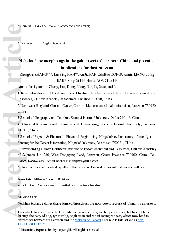 (PDF) Nebkha dune morphology in the gobi deserts of northern China and ...
