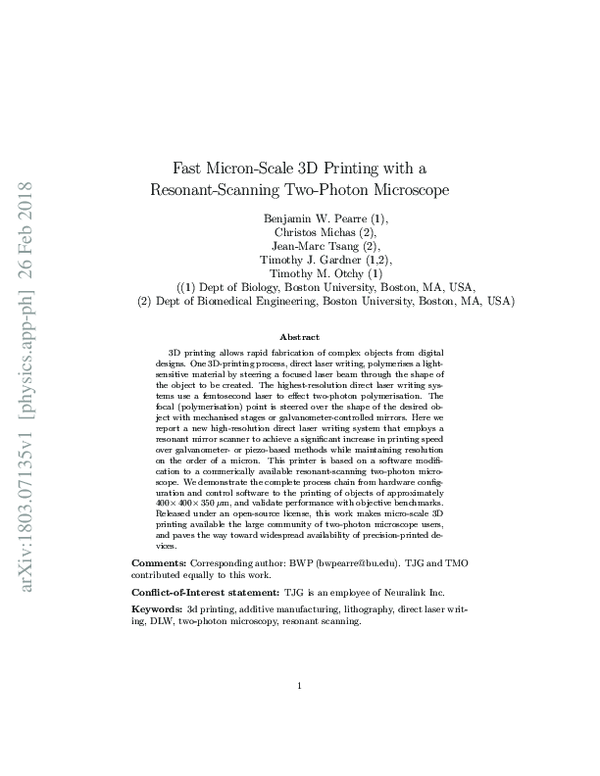 (PDF) Fast micron-scale 3D printing with a resonant-scanning two-photon ...
