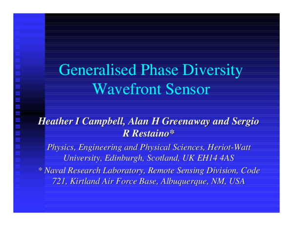 (PDF) Generalised Phase Diversity Wavefront Sensor