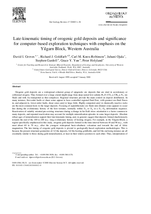 (PDF) Late-kinematic timing of orogenic gold deposits and significance ...