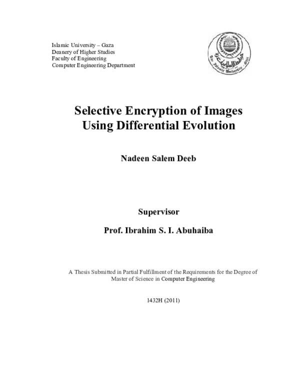 (PDF) Selective Encryption of Images Using Differential Evolution