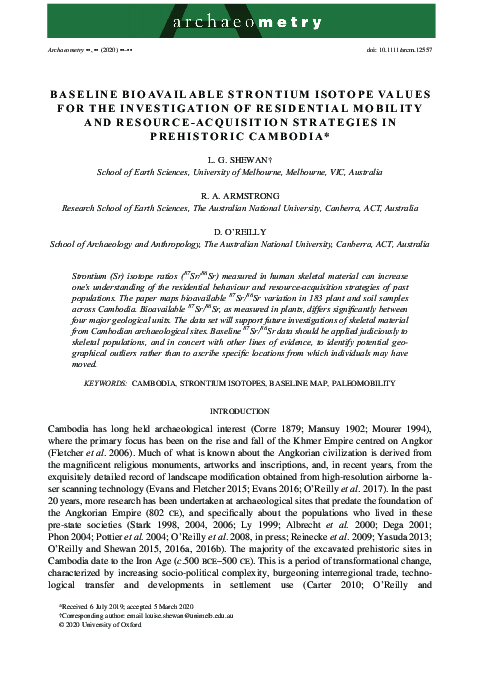 (PDF) Baseline bioavailable strontium isotope values for the ...