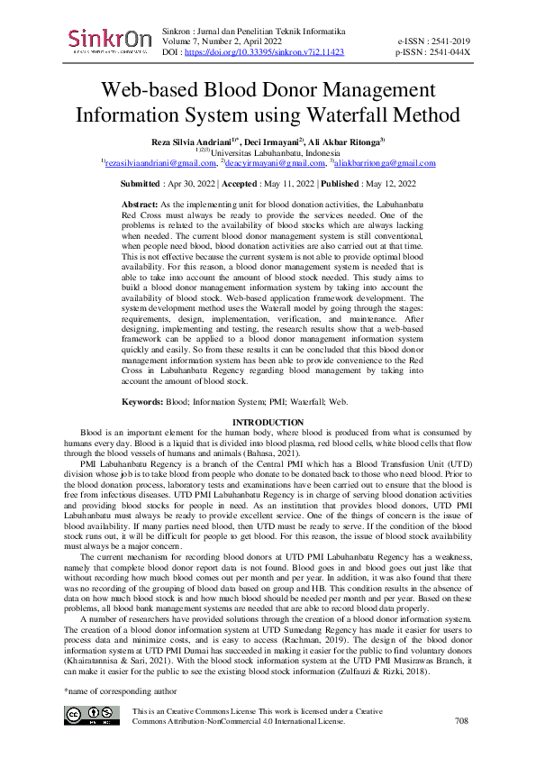 (PDF) Web-based Blood Donor Management Information Sytem using ...