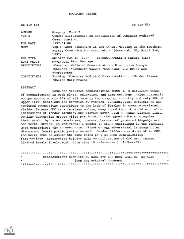 (PDF) Computer-Mediated Communication