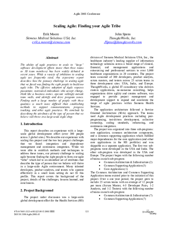 (PDF) Scaling Agile: Finding your Agile Tribe