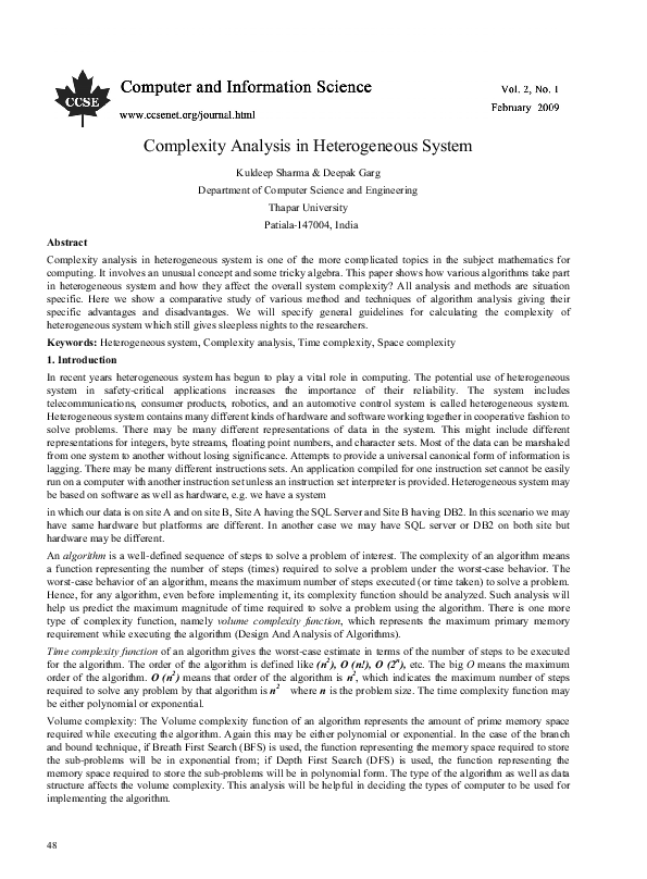 (PDF) Complexity Analysis in Heterogeneous System