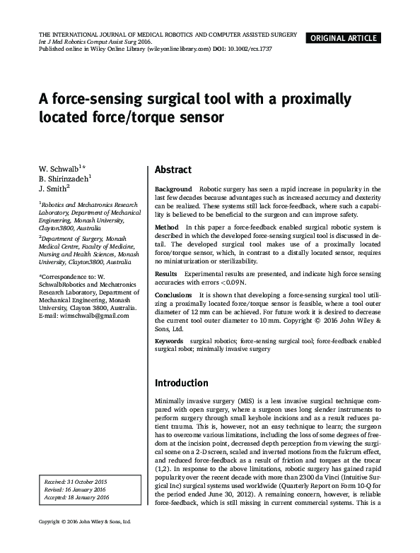 (PDF) A force-sensing surgical tool with a proximally located force ...