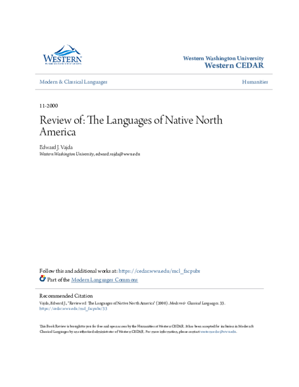 (PDF) The languages of native North America