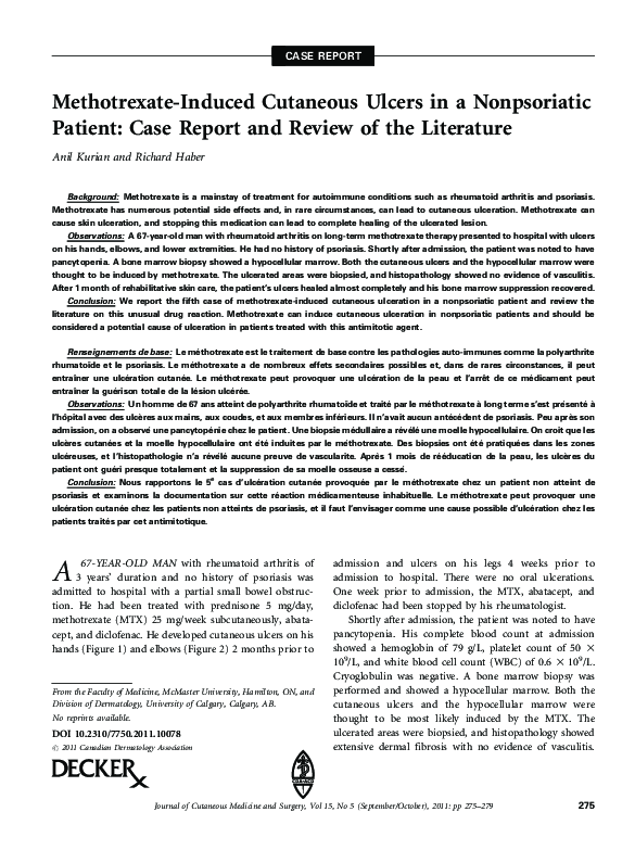 (PDF) Methotrexate-Induced Cutaneous Ulcers in a Nonpsoriatic Patient ...