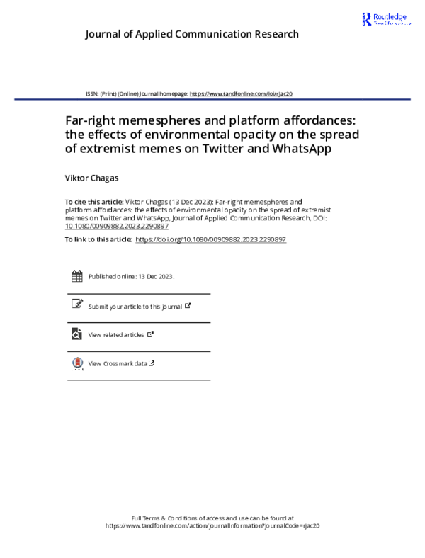 (PDF) Far-right memespheres and platform affordances: the effects of ...
