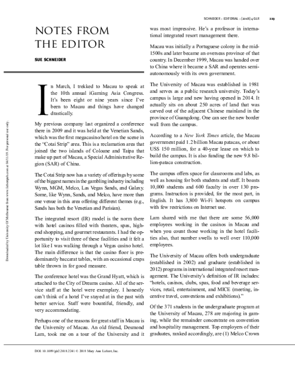 (PDF) Notes From the Editor