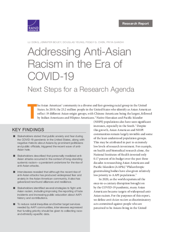 (PDF) Addressing Anti-Asian Racism in the Era of COVID-19: Next Steps ...