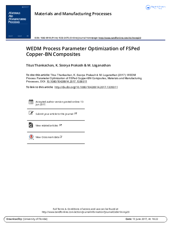 (PDF) WEDM process parameter optimization of FSPed copper-BN composites